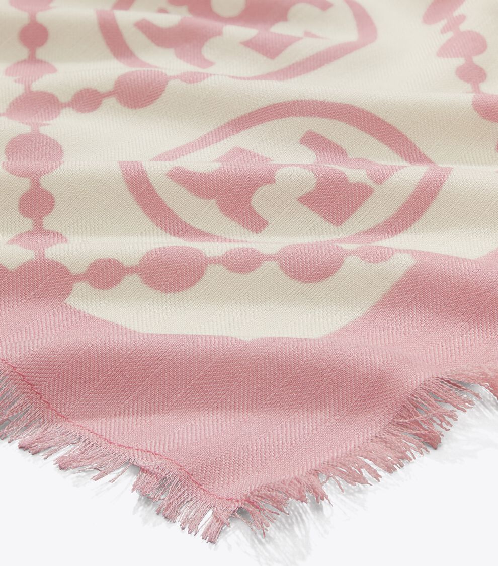 bordered monogram scarf